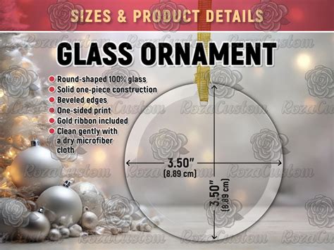 Glass Round Christmas Ornament Size Chart Mockup Image Product