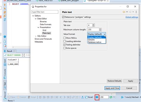 Data Formating Preferences Not Respected In Text View Of Query Results