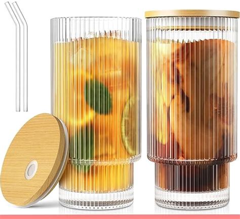 Buy Syanka Stackable Glass Sipper With Wooden Lid And Straw Pack Of 2