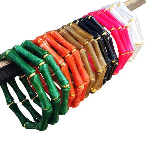 New Bohemian Bamboo Shape Acrylic Women S Hand Bracelets Resin Thin