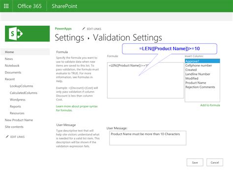 day 287 sharepoint list validations minimum length of characters