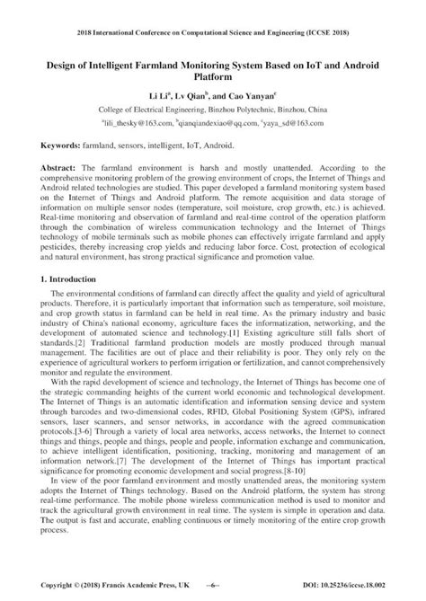 Pdf Design Of Intelligent Farmland Monitoring System Based On Design Of Intelligent