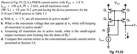 shown in fig p3 22 is a pmos current mirror with vdd 1 8 v ibias