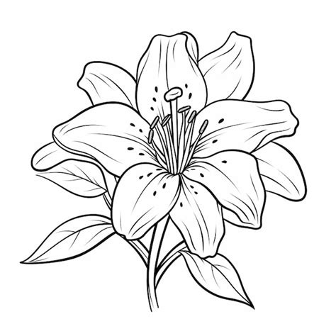 Premium Photo A Drawing Of A Flower With Leaves And A Stem Generative Ai