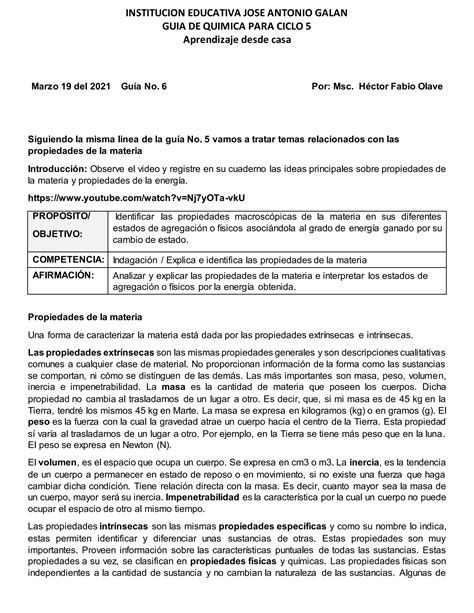 Guia No 6 De Quimica Ciclo 5 Docx Guia No 6 De Quimica Ciclo 5 Docx