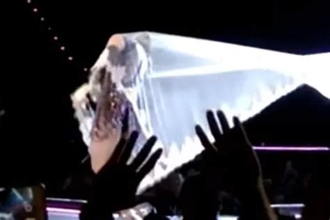 Madonna Has Another Wardrobe Malfunction As Veil Gets Caught On Stage
