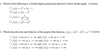 solved 1 which of the following is a fourth degree