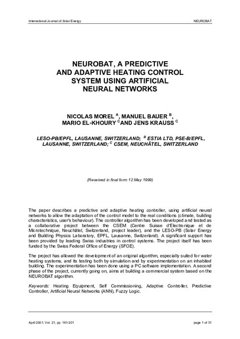 Pdf Neurobat A Predictive And Adaptive Heating Control System Using