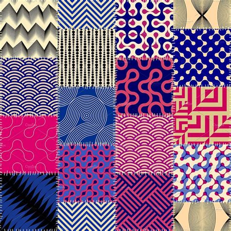 15 Seamless Patchwork Patterns Eps Bold Color Patchwork Pattern