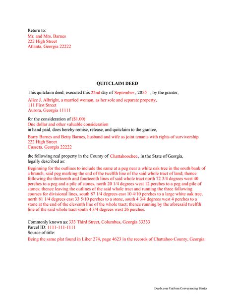 Gwinnett County Quitclaim Deed Form Georgia
