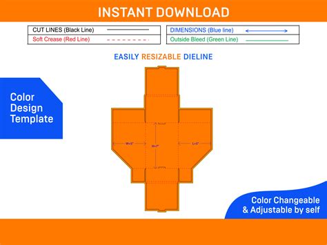 Cardboard Storage Bin Box Dieline Template And 3d Render File Color Design Template 22186655