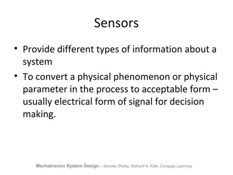 Mechatronics Sensors11 Ppt Computer Peripherals Computing