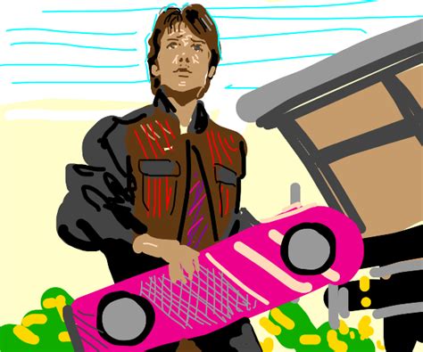 Marty Mcfly Advertising The New Hover Board Drawception