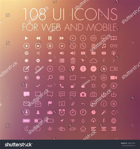 108 Icons Web Mobile Stock Vector Royalty Free 188352794 Shutterstock