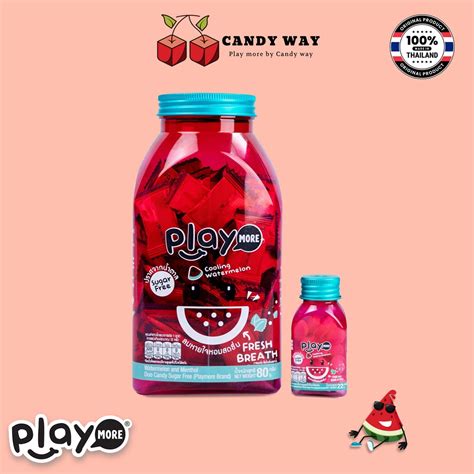 Giant Watermelon Playmore Candy 80g Jar Sugar Free Lollipop 2024