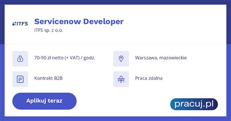 Oferta Pracy Servicenow Developer Itfs Sp Z Oo Warszawa