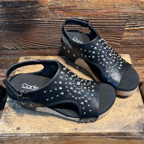 Docie Doe Silver Stud And Black Wedgesandal The Boutique At Wells Florist