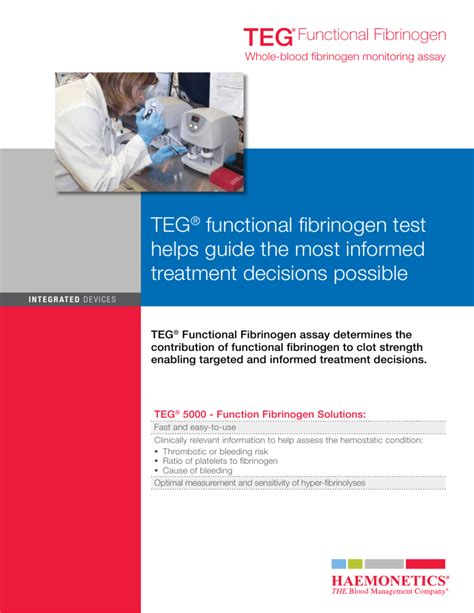 Teg Functional Fibrinogen Assay Whole Blood Monitoring