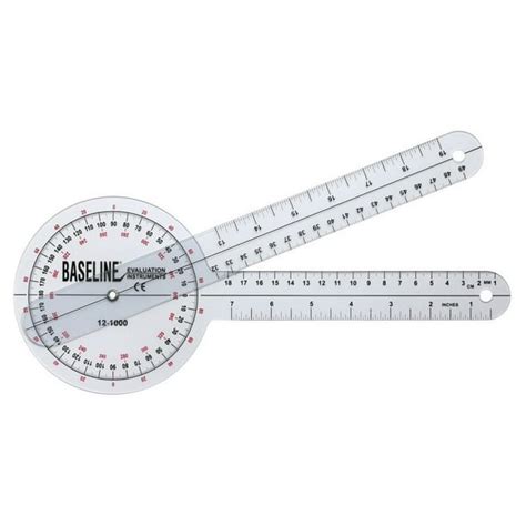 Baseline 360 Degree Clear Plastic Goniometer Joint Angle And Range Of
