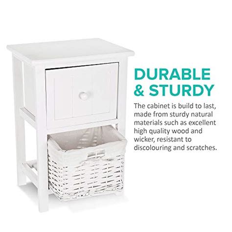 Livivo White Shabby Chic Style Wooden Bedside Cabinet Table With