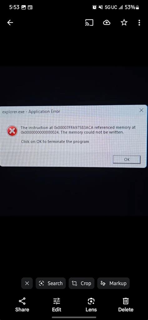 If You Are Having A Referenced Memory At Xxxx Could Not Be Written