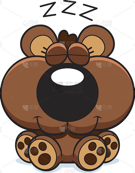 卡通小熊正在冬眠