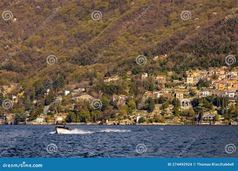 Lago Di Como Lake Como Italy With Palacio S And Water Taxi Stock