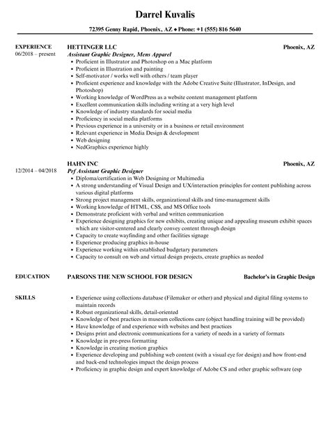 Assistant Graphic Designer Resume Samples Velvet Jobs