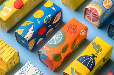Premium Photo Assorted Paper Boxes Filled With Vibrant Fruit Designs