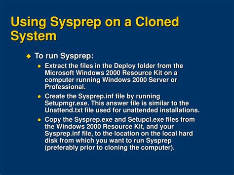 Ppt Cloning Windows 2000 And Using Sysprep Powerpoint Presentation Free Download Id998114