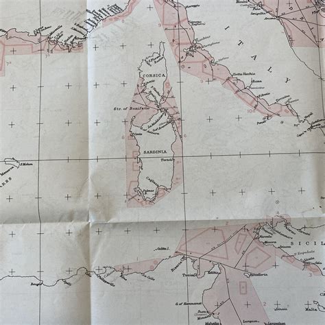 Original Wwii U S Navy Mined Areas And Routes Map Of North Africa
