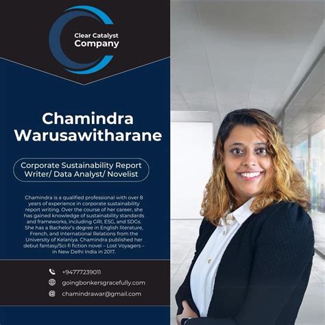 Ms Chamindra Warusawitharane Sustainability Report Writer Gri Esg Sdg Data Analyst Novelist