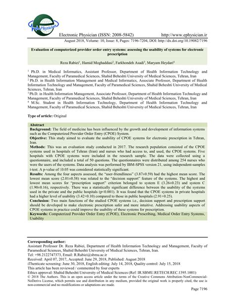 Pdf Evaluation Of Computerized Provider Order Entry Systems