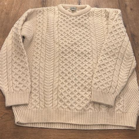 Ll Bean Sweaters Ll Bean Cream Cable Knit Crewneck Sweater Poshmark