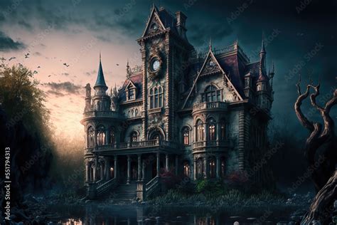 Generative Ai A Creepy Scary Haunted Mansion At The Edge Of The Town