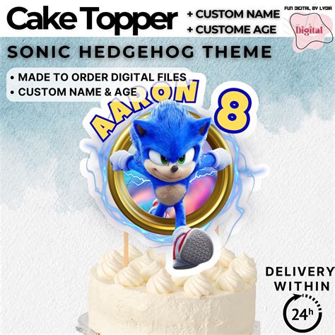 Sonic Birthday Sonic The Hedgehog Cake Topper Personalised Round