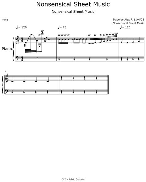 Nonsensical Sheet Music Sheet Music For Piano