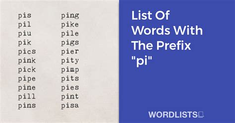 List Of Words With The Prefix Pi