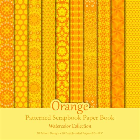 Orange Patterned Scrapbook Paper Book Geometric Watercolor Patterns