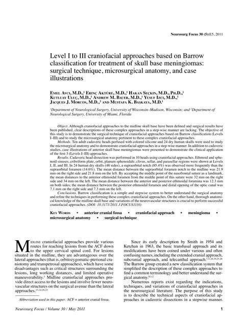 Pdf Level I To Iii Craniofacial Approaches Based On Barrow Classification For Treatment Of