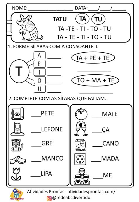 50 Atividades Com A Letra T Para Imprimir Alfabetização 1º Ano 467