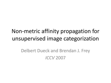 Ppt Non Metric Affinity Propagation For Unsupervised Image Categorization Powerpoint