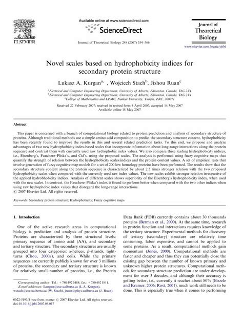 Pdf Novel Scales Based On Hydrophobicity Indices For Secondary