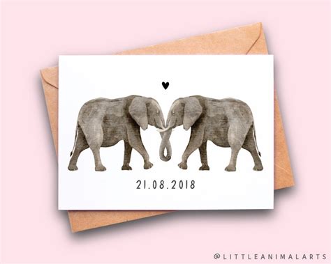 Elephant Anniversary Card Elephant Valentines Day Card Etsy