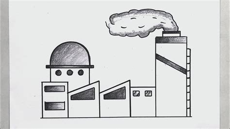 How To Draw Factory Scenery Industry Factory Building Drawing Easy