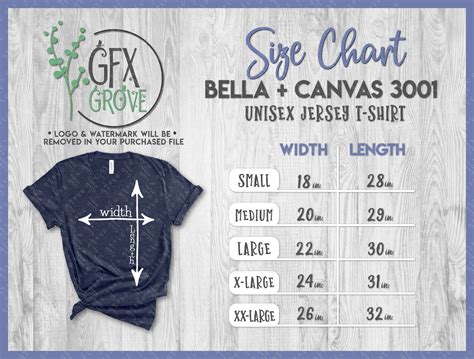 Bella Canvas 3001 Size Chart Bella Canvas T Shirt Size Chart Bella