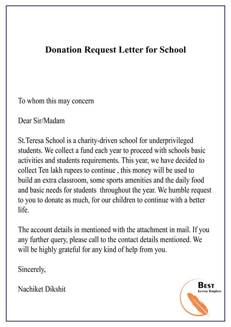 Donation Request Letter Template For Schools At Getfosterblog Blog