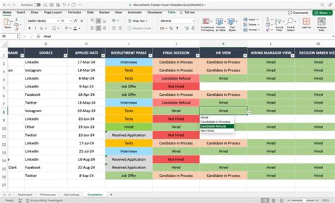 Recruitment Tracker Excel Template Applicant Tracking Spreadsheet