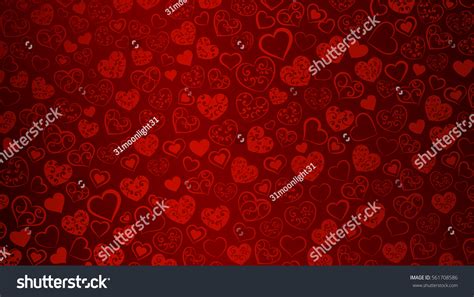 Background Big Small Hearts Swirls Red Stock Vector Royalty Free