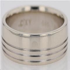 8mm Carved Lines And Polished Wedding Band Ring 14k White Gold 977